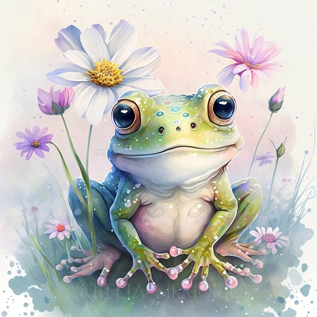 Happy Frog in Watercolor Clipart - Digital Download File for Wall ...
