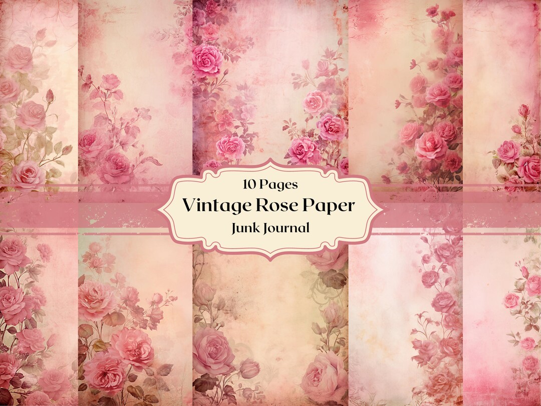 Vintage Roses Digital Paper Pink Roses Scrapbooking Old Paper Junk ...