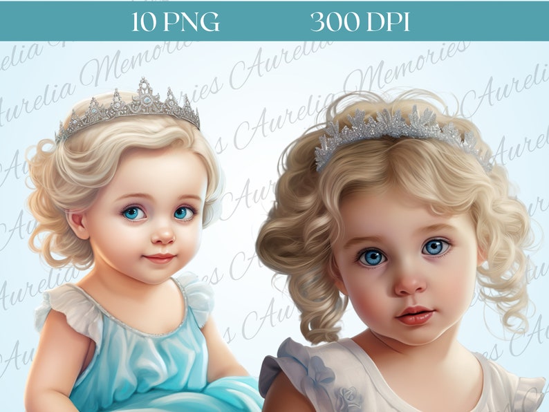 Cute Little Princess Clipart 10 PNG Files Watercolor Princess Clipart ...