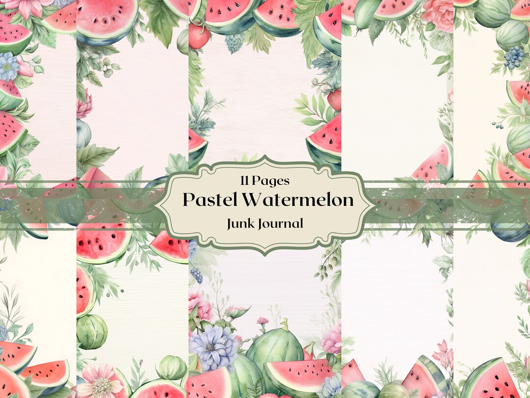 Watermelon Digital Paper Summer Background Scrapbook Paper Pastel ...