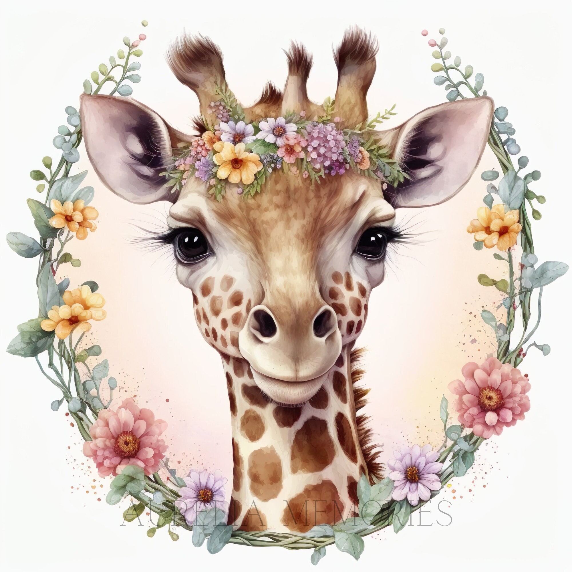 Giraffe Watercolor Clipart Nursery Decor Baby Giraffe Watercolor Cute ...
