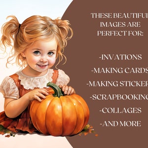 Cute Little Pumpkin Girls Clipart 10 PNG Files Fall Girls Clipart Girls ...