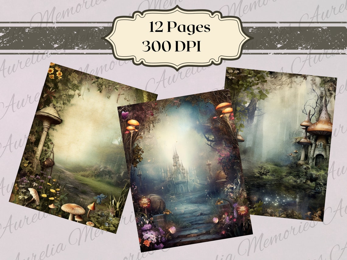 Enchanted Forest Digital Paper Fantasy Backgrounds Scrapbook - Etsy