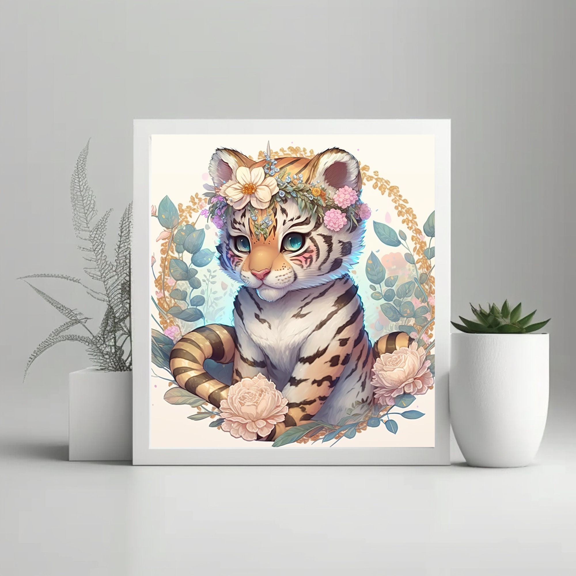 Tiger Watercolor Clipart Nursery Decor Baby Tiger Watercolor Cute Baby ...