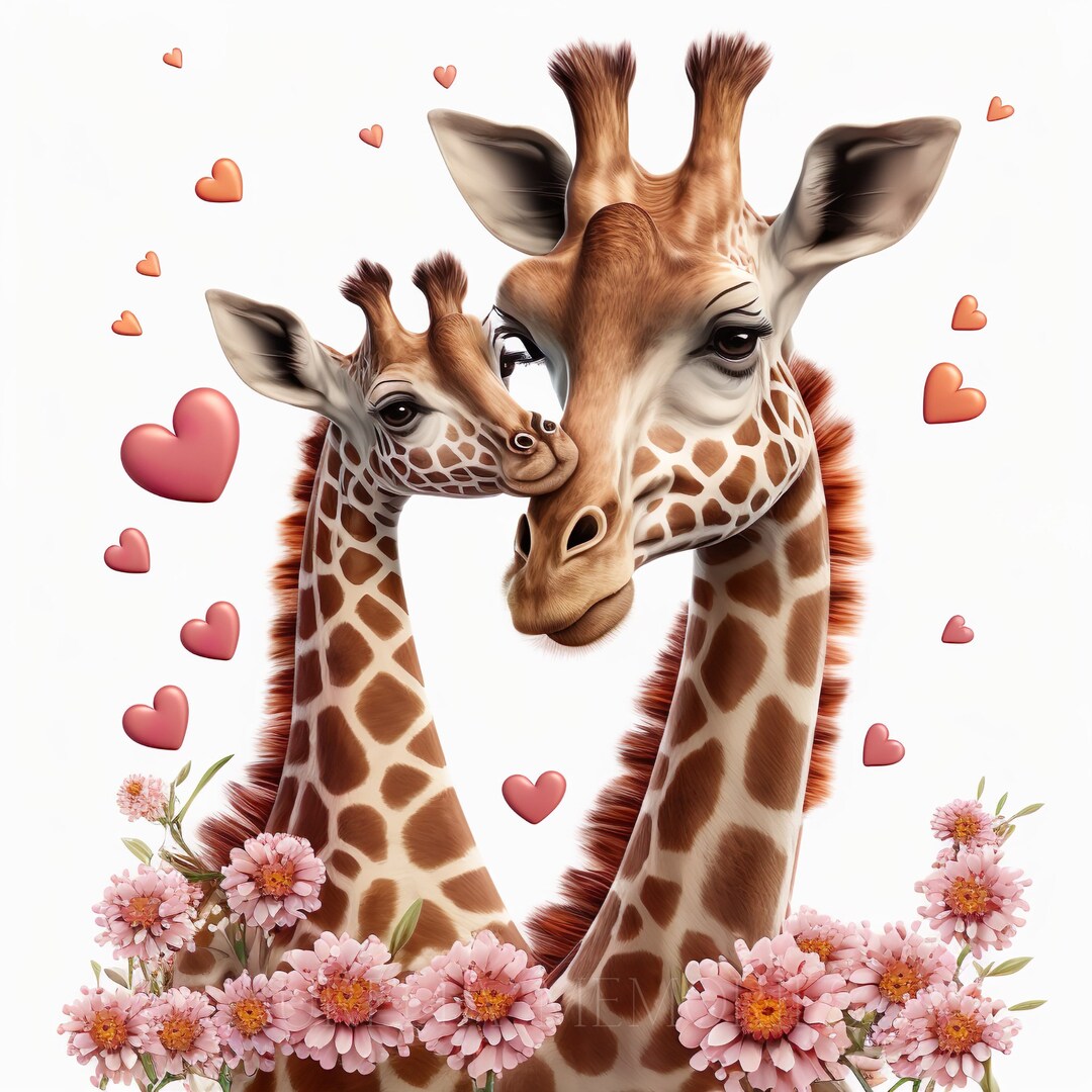 Giraffe Mom and Baby Watercolor Clipart Nursery Decor Giraffe ...