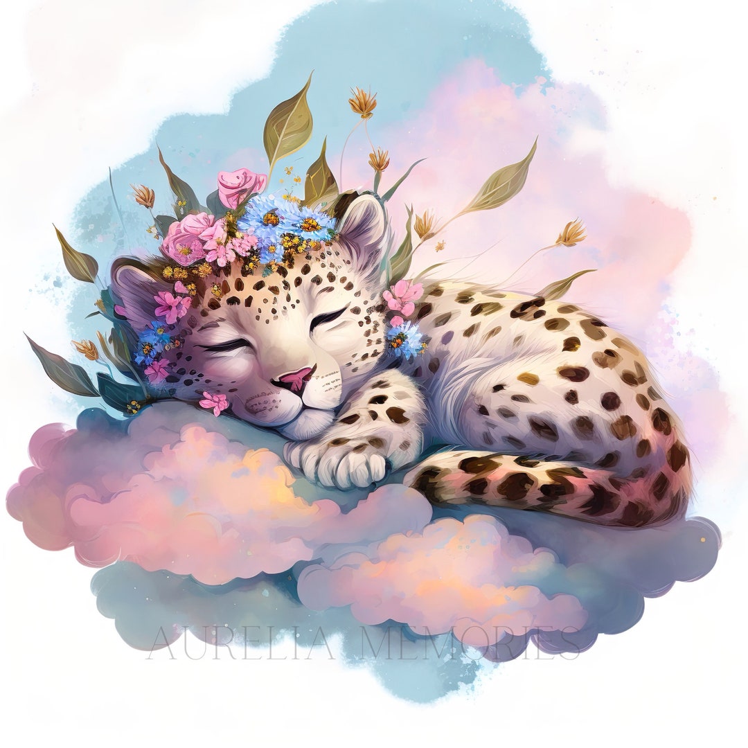 Leopard Watercolor Clipart Nursery Decor Baby Leopard Watercolor Cute ...