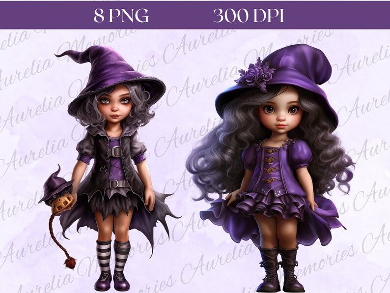 Cute Little Purple Witch Clipart 8 PNG Files Little Witch Clipart ...