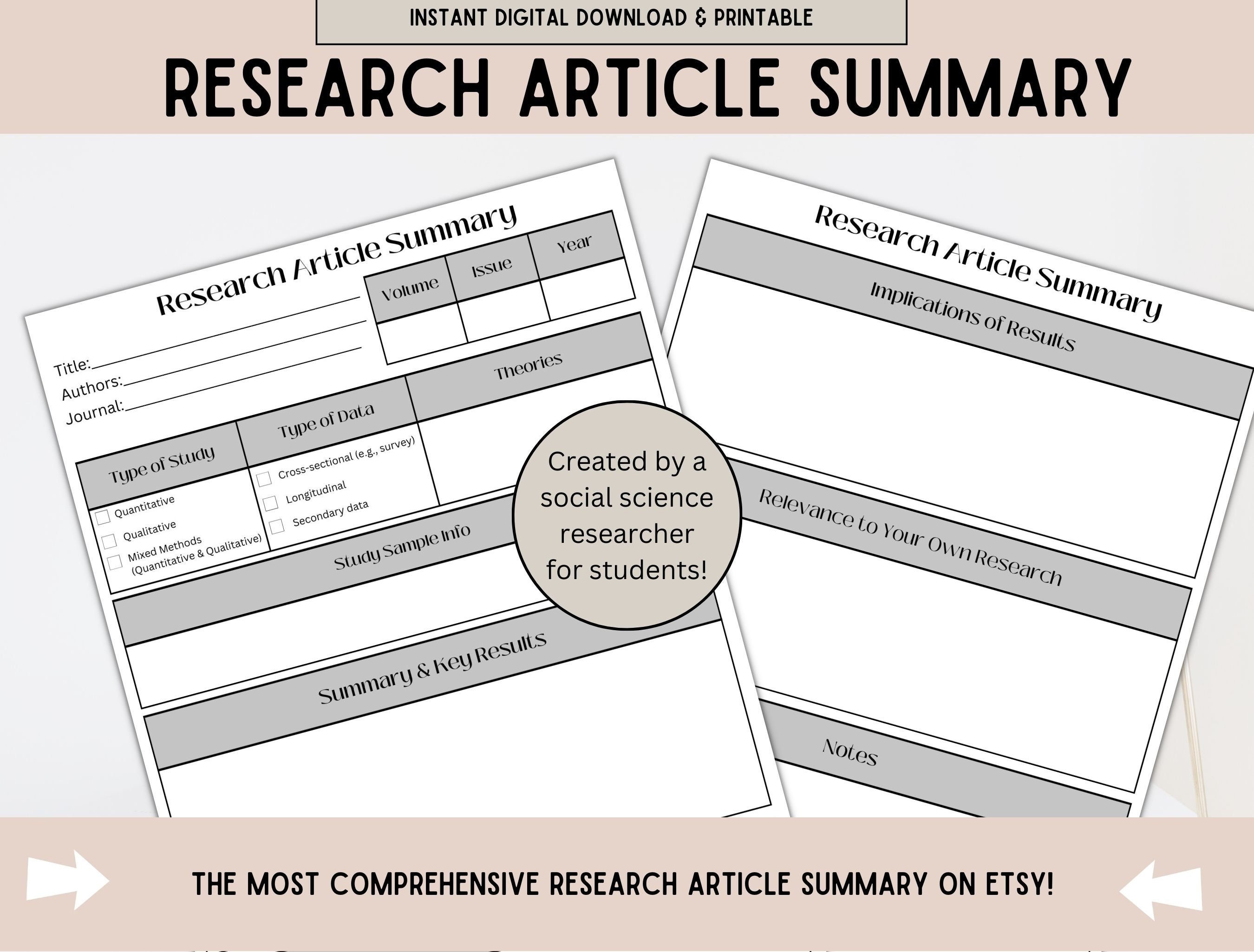 Academic Research Article Summary Article Summary Printable Template ...