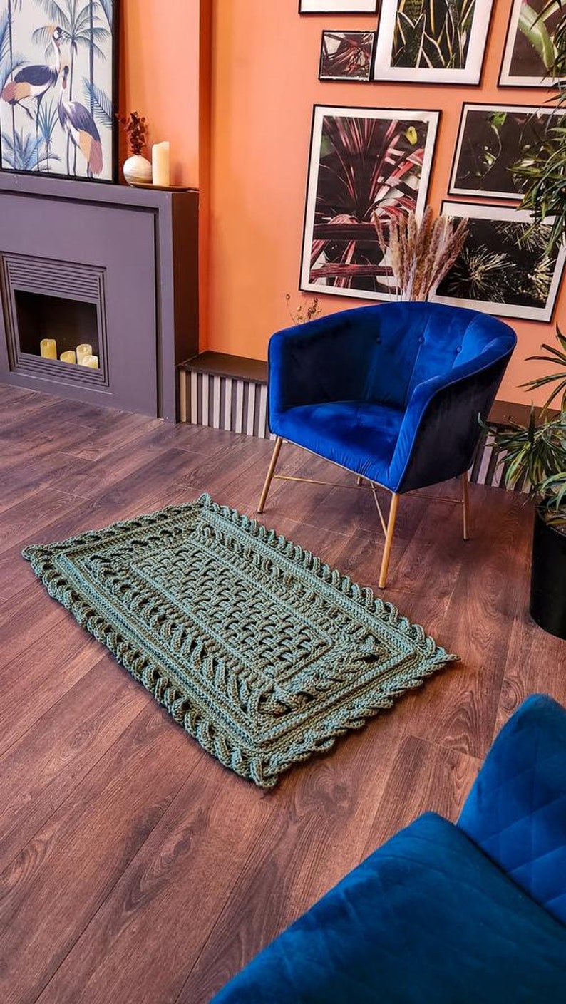 Pattern Rug From Cord or T-shirt Yarn, Crochet Rug Pattern, Crochet ...