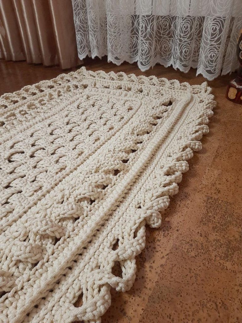 Pattern Rug From Cord or T-shirt Yarn, Crochet Rug Pattern, Crochet ...