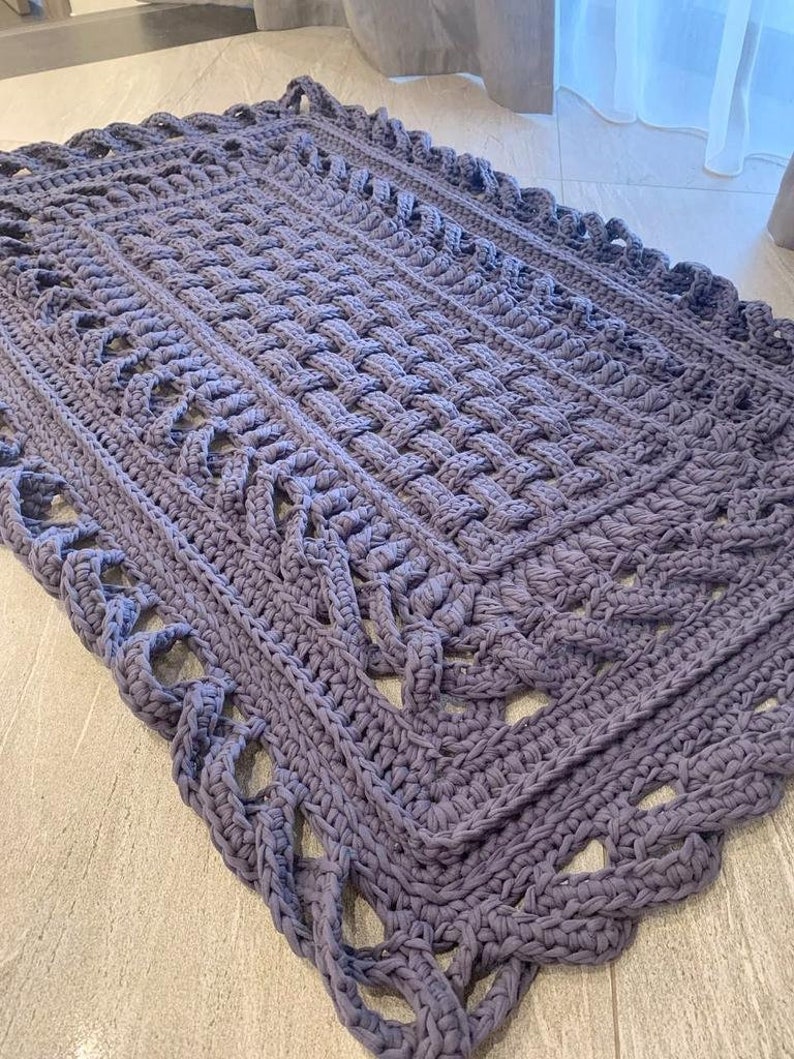 Pattern Rug From Cord or T-shirt Yarn, Crochet Rug Pattern, Crochet ...