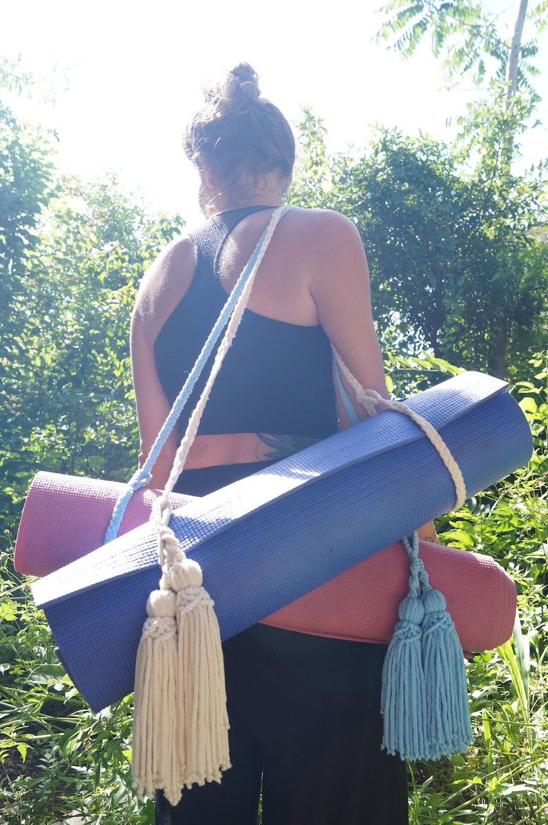 Macrame Yoga Mat Holder Text Description With Video Tutorial in English. PATTERN Macrame Yoga ...