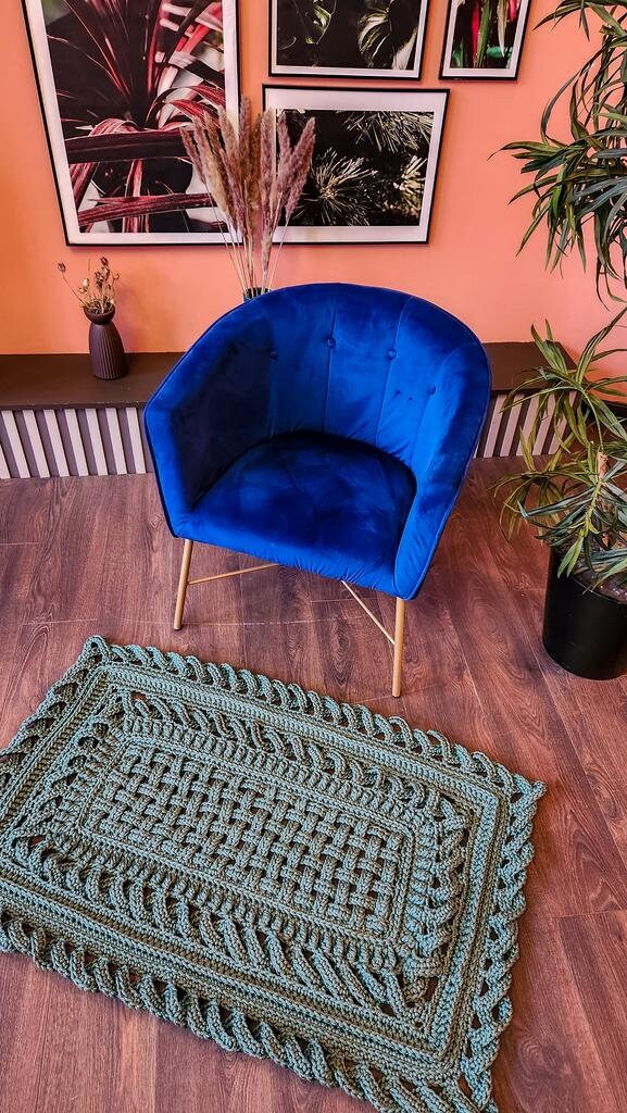 Pattern Rug From Cord or T-shirt Yarn, Crochet Rug Pattern, Crochet ...