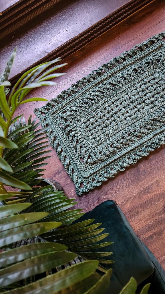 Pattern Rug From Cord or T-shirt Yarn, Crochet Rug Pattern, Crochet ...