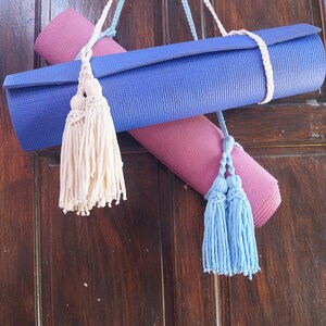 Macrame Yoga Mat Holder Text Description With Video Tutorial in English. PATTERN Macrame Yoga ...