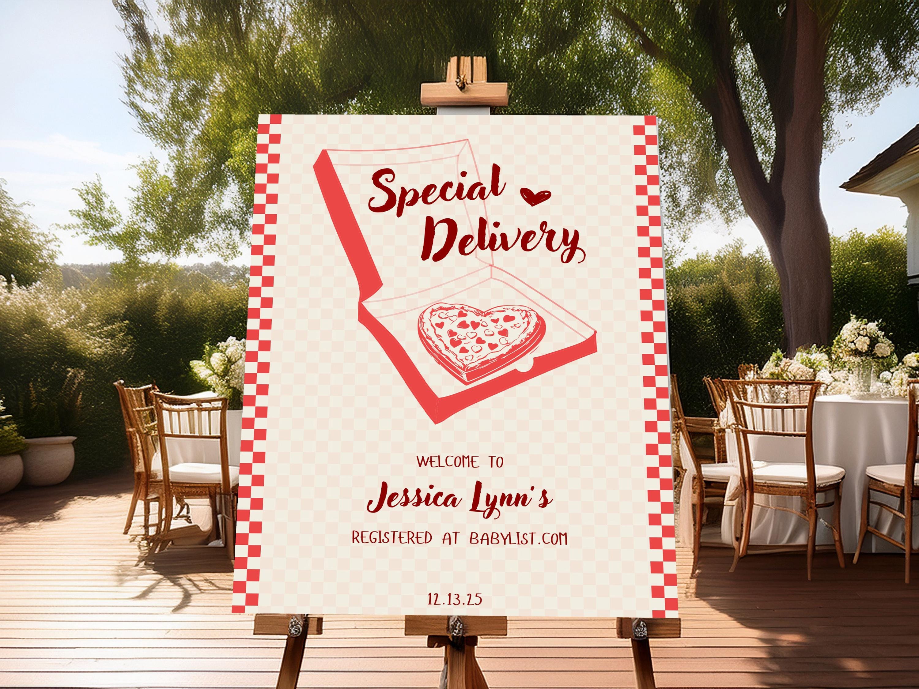 Special Delivery Baby Shower Invitation – Pizza Theme Editable Invite ...