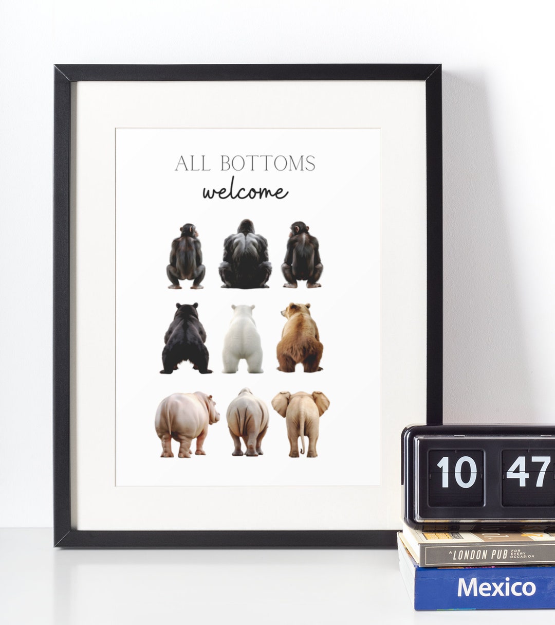 Bathroom Poster Accessory, Portrait Matte Animal Digital Print With a ...