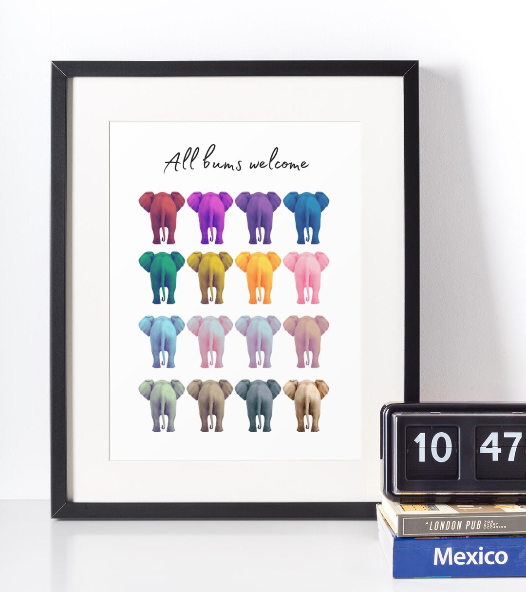 Bathroom Poster Accessory, Portrait Matte Animal Digital Print With ...