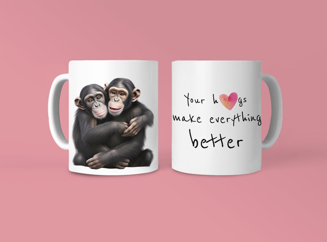 Personalized Monkey Hugs Coffee Mug - Romantic Chimps Ceramic Mug - Etsy