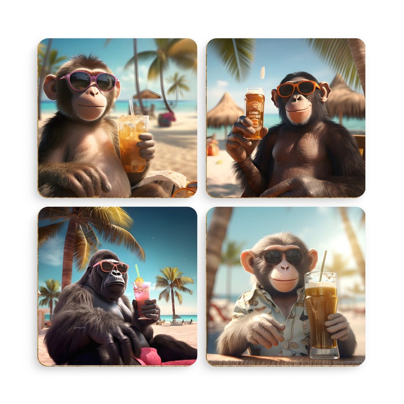 Funny Coaster Monkey - Etsy UK