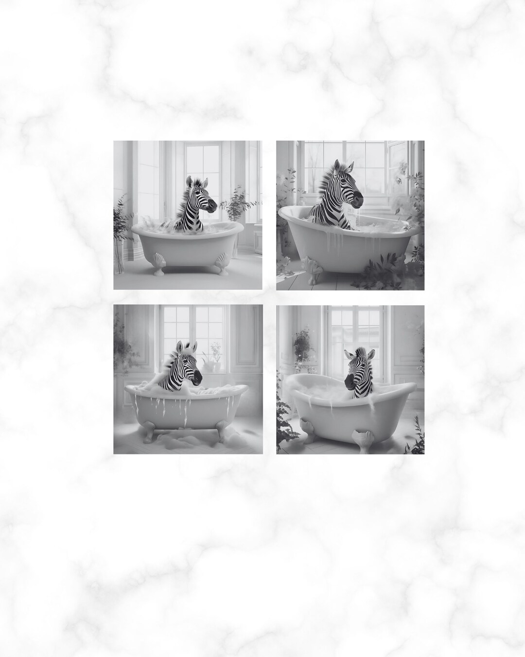 Fun, Cute Zebras in Bath Tub Printable Wall Art/zebra Picture /zebra ...