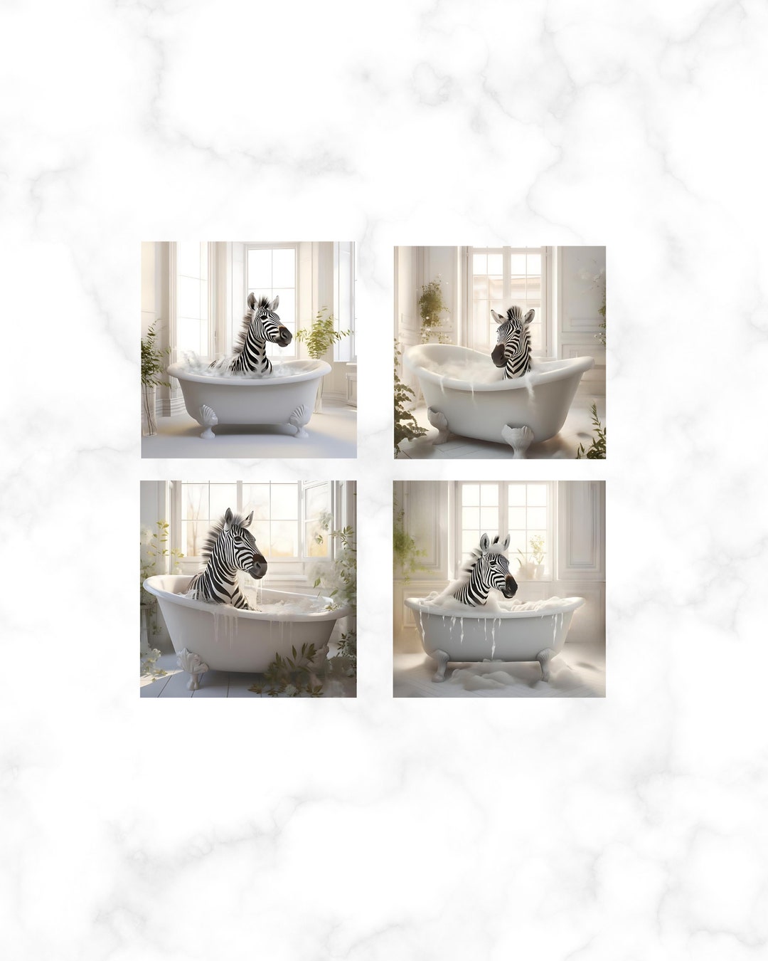 Fun, Cute Zebras in Bath Tub Printable Wall Art/zebra Picture /zebra ...