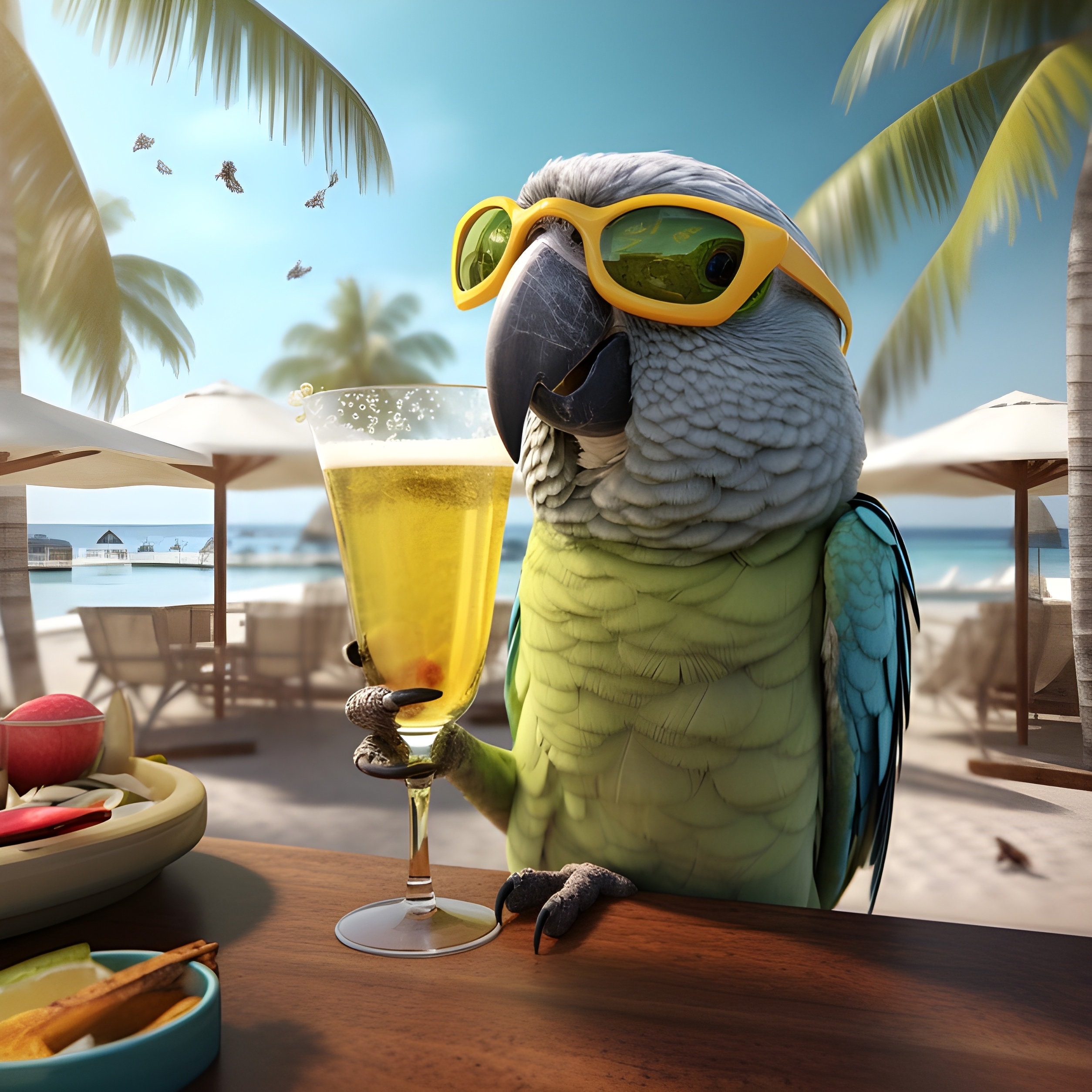 Coaster Set, 4 Funny Parrot Designs Digitally Printed on Cork Drink ...