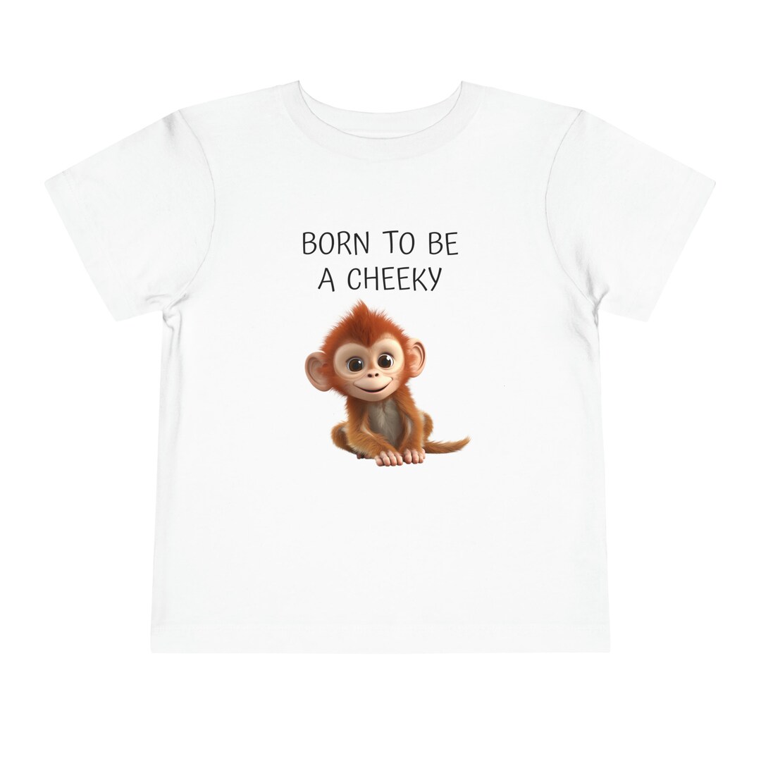 Toddler's Cute Born to Be a Cheeky Monkey Fun Graphic Short Sleeve Top ...