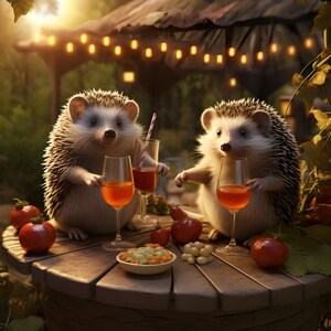 Coaster Set, 4 Cute Hedgehog Designs Digitally Printed on Cork Drink ...