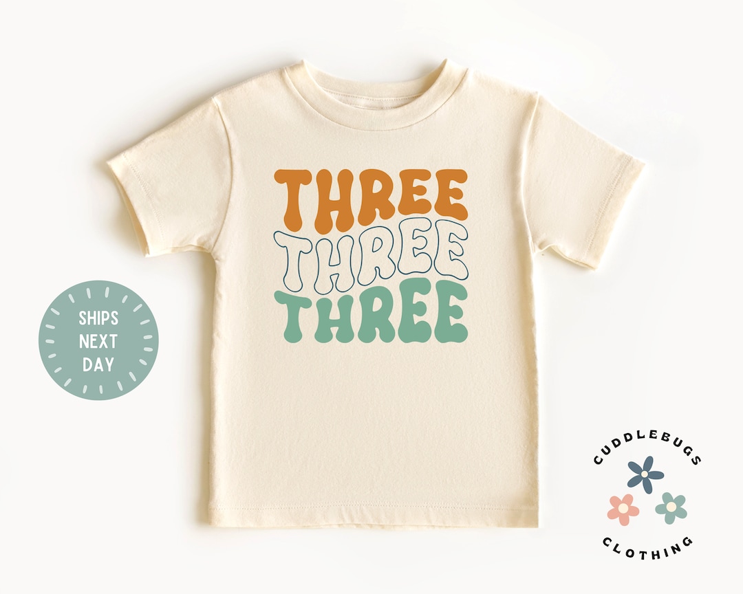 Three Birthday Tee - Retro Kids Third Birthday Shirt - Three Birthday Top - Three Year Old Boy ...