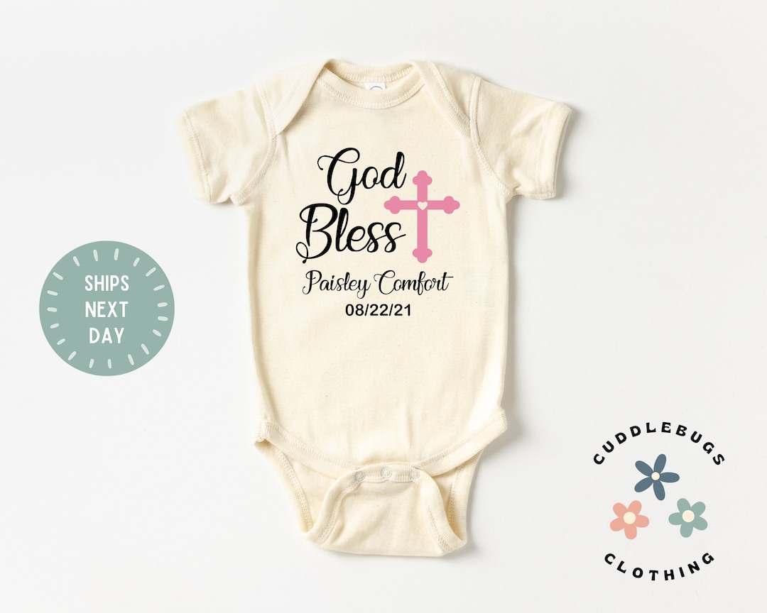God Bless Baby ONESIES® Bodysuit - Baptism Gift - Custom Baby Name ...