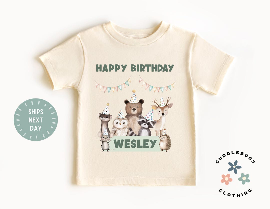 Birthday Boy Shirt - Forest Animals Birthday Boy Tee - Personalized ...