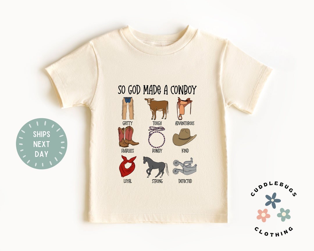 So God Made A Cowboy Kids Tee - God Says I Am Cowboy Christian Shirt ...