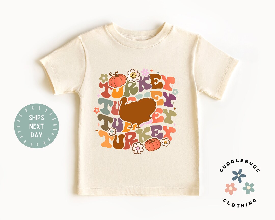Thanksgiving Turkey Toddler Shirt - Retro Thanksgiving Girls Tee - Cute ...
