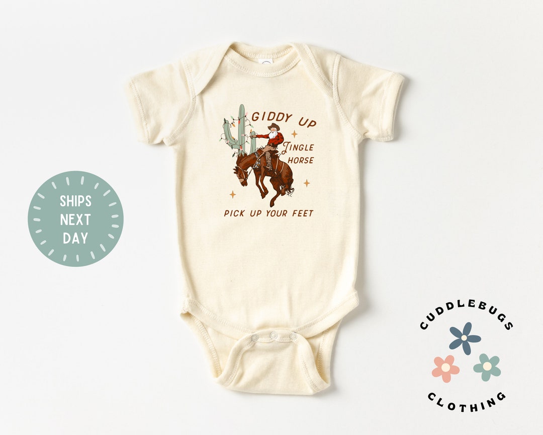 Giddy up Jingle Horse Baby ONESIE® - Vintage Retro Cowboy Santa Baby ...
