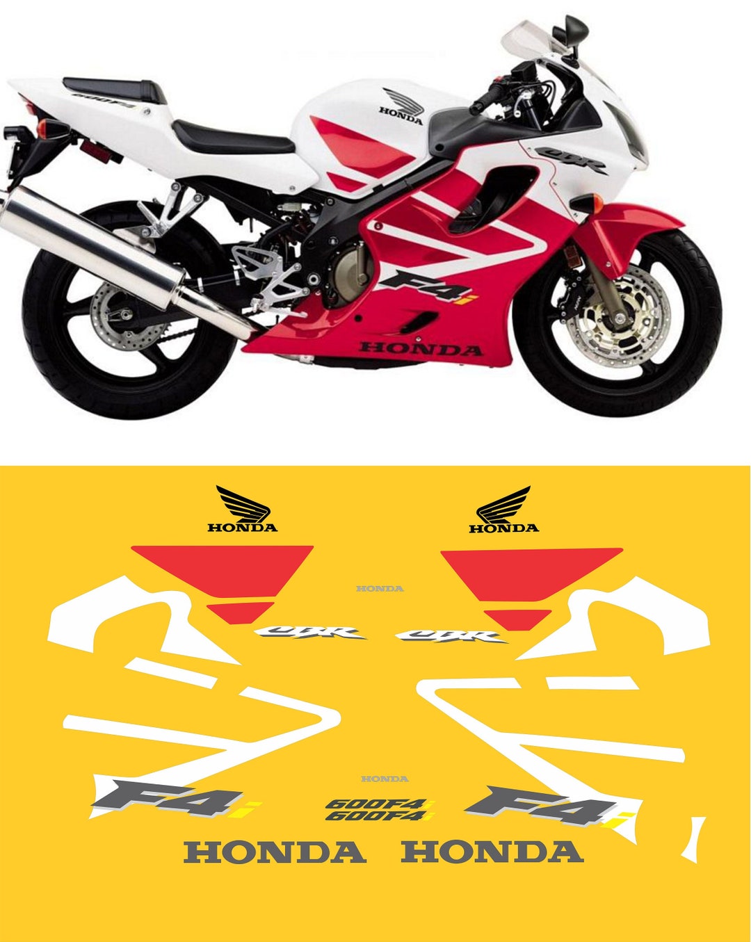 Honda CBR 600 F4i 2001 Decal Stickers Set RED/ WHITE - Etsy