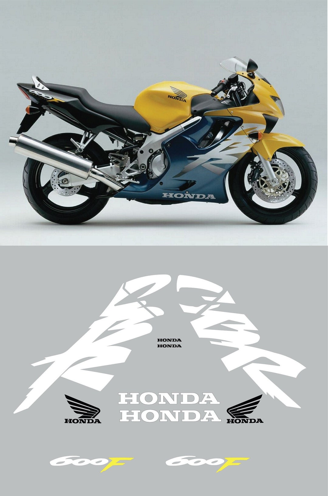 Honda CBR 600F 4 1999 2000 Decal Stickers Set Yellow/ White - Etsy