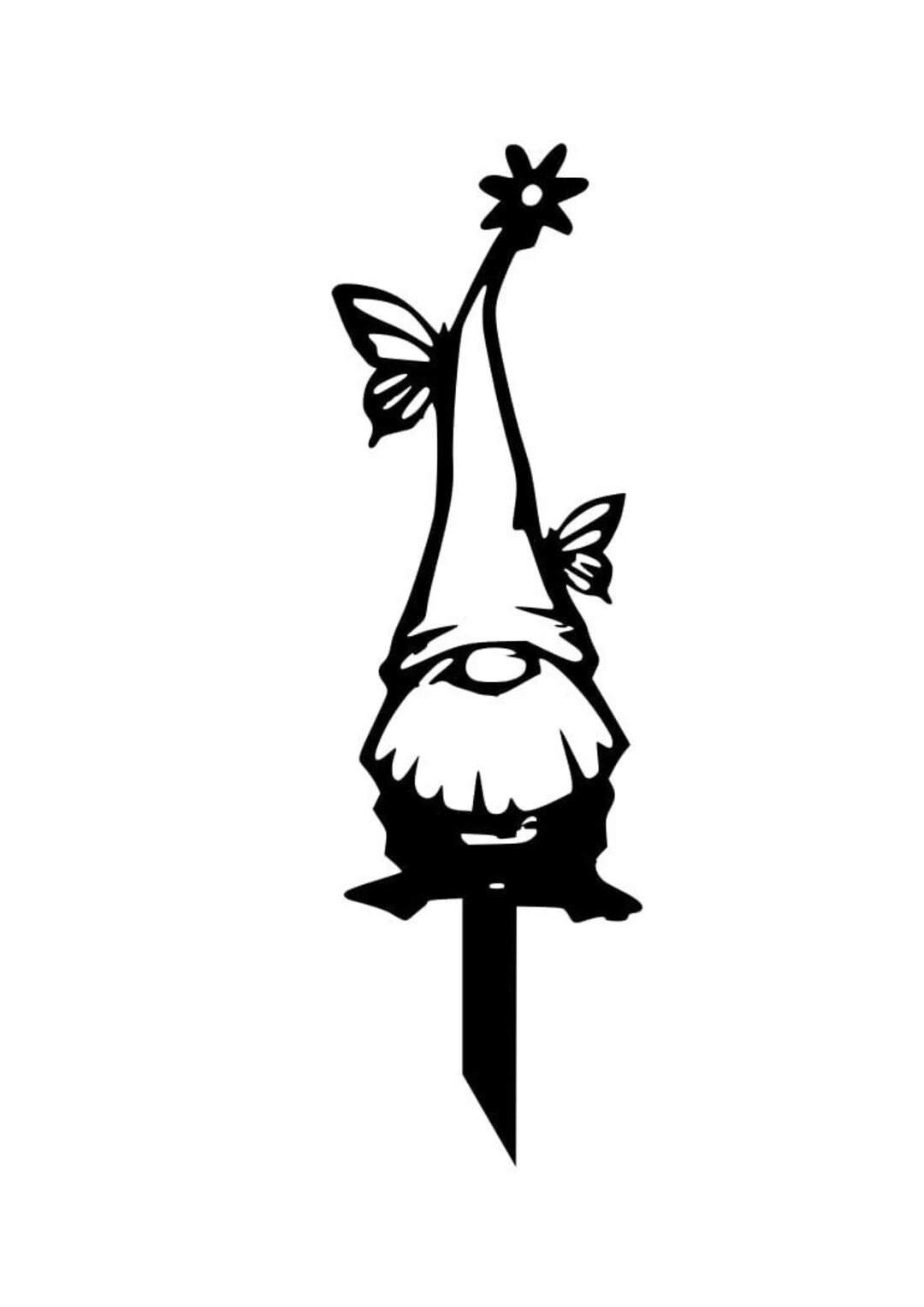 Gonk / Gnome Metal Garden Stake With Butterfly Made From 2mm Steel ...