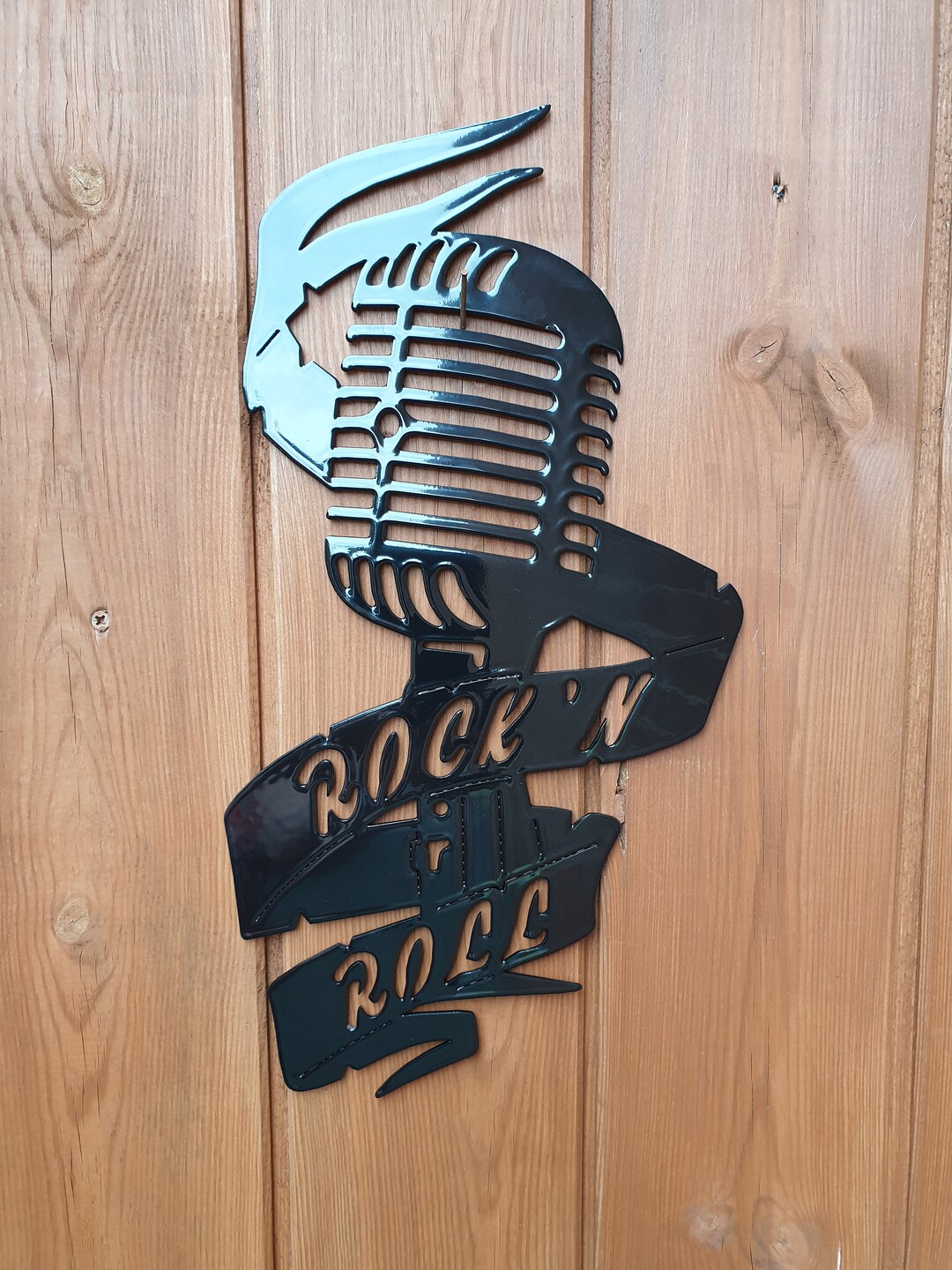 Rock N Roll Metal Sign Made From 2mm Steel , Mancave, Music Lover, Mic ...