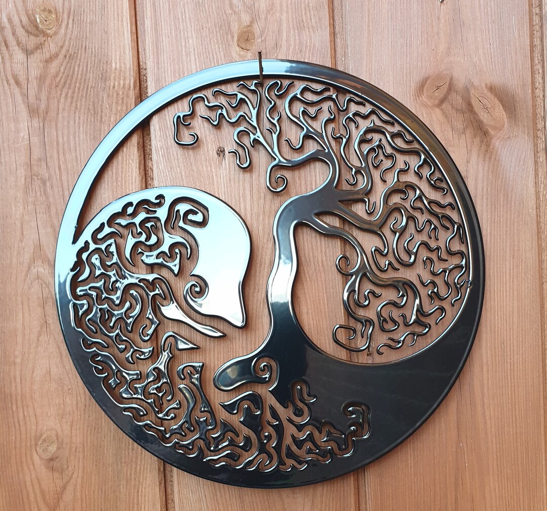 Ying Yang Tree of Life Metal Wall Art Sign Made From 2mm Steel & Powder ...