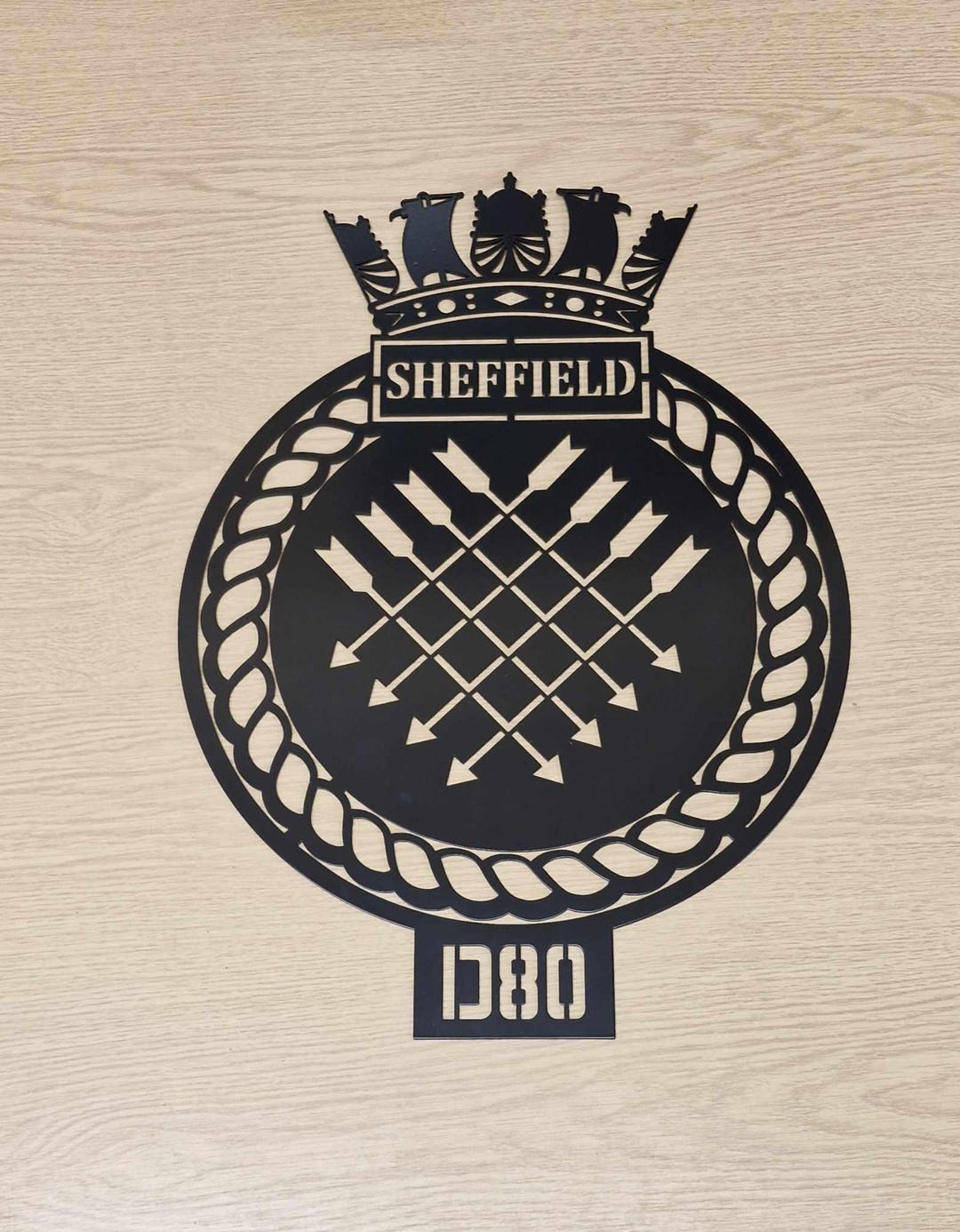 HMS Sheffield D80 Royal Navy Ship Crest Metal Wall Art, British Army ...