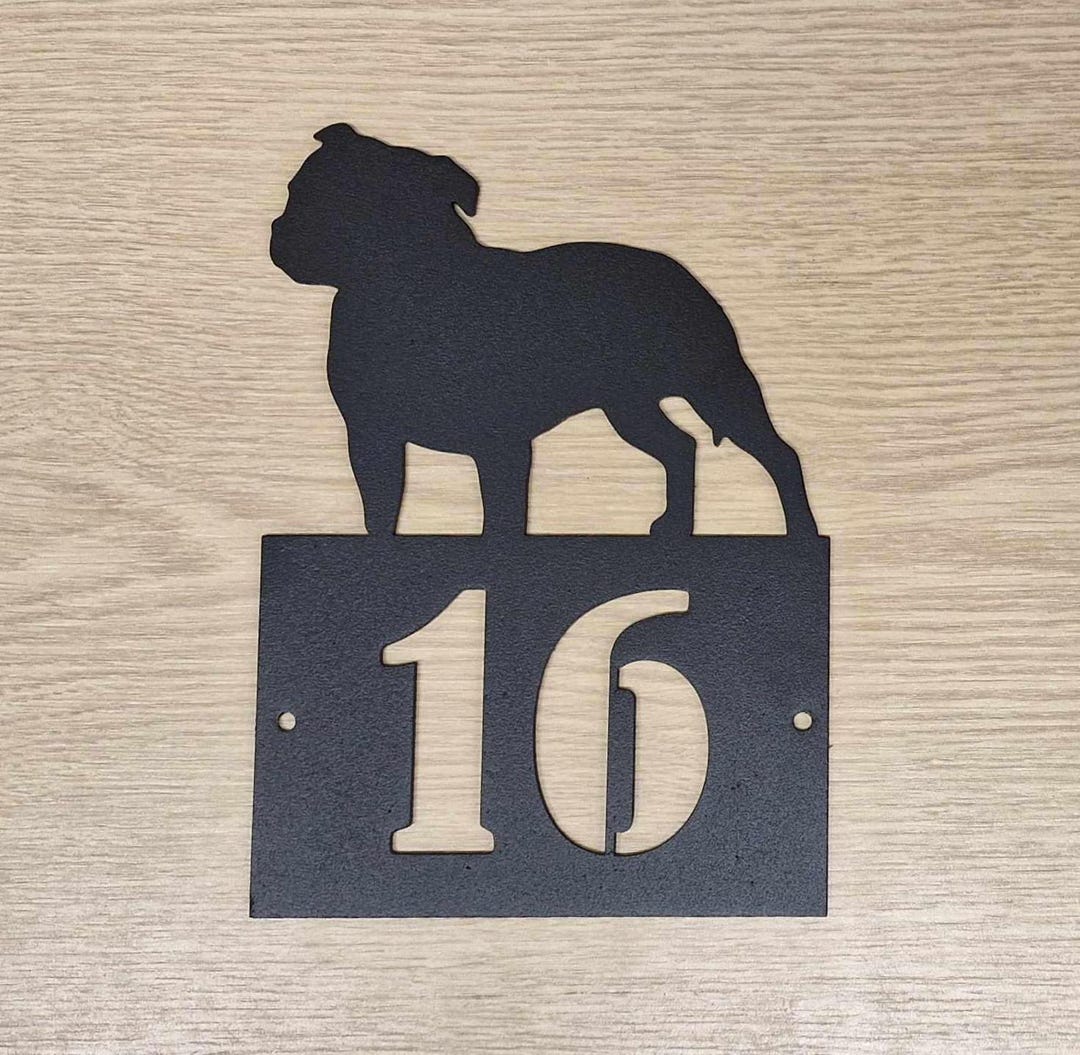 Staffordshire Bull Terrier Customised Metal House Number in 2 Different ...