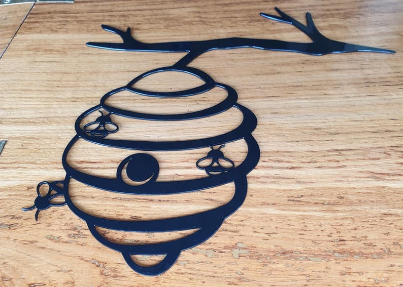 Beehive on a Branch Metal Tree or Fence Decoration, Garden Lover ...