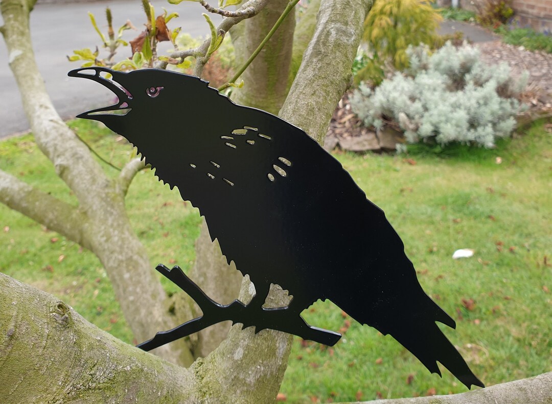 Raven Metal Tree or Fence Decoration, Garden Lover, Garden Art, Metal ...