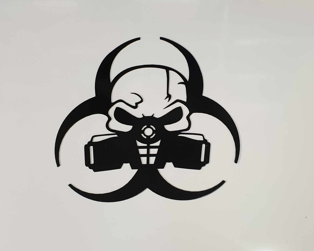 Biohazzard Skull Mask Metal Wall Art Sign Made From 2mm Steel & Powder ...