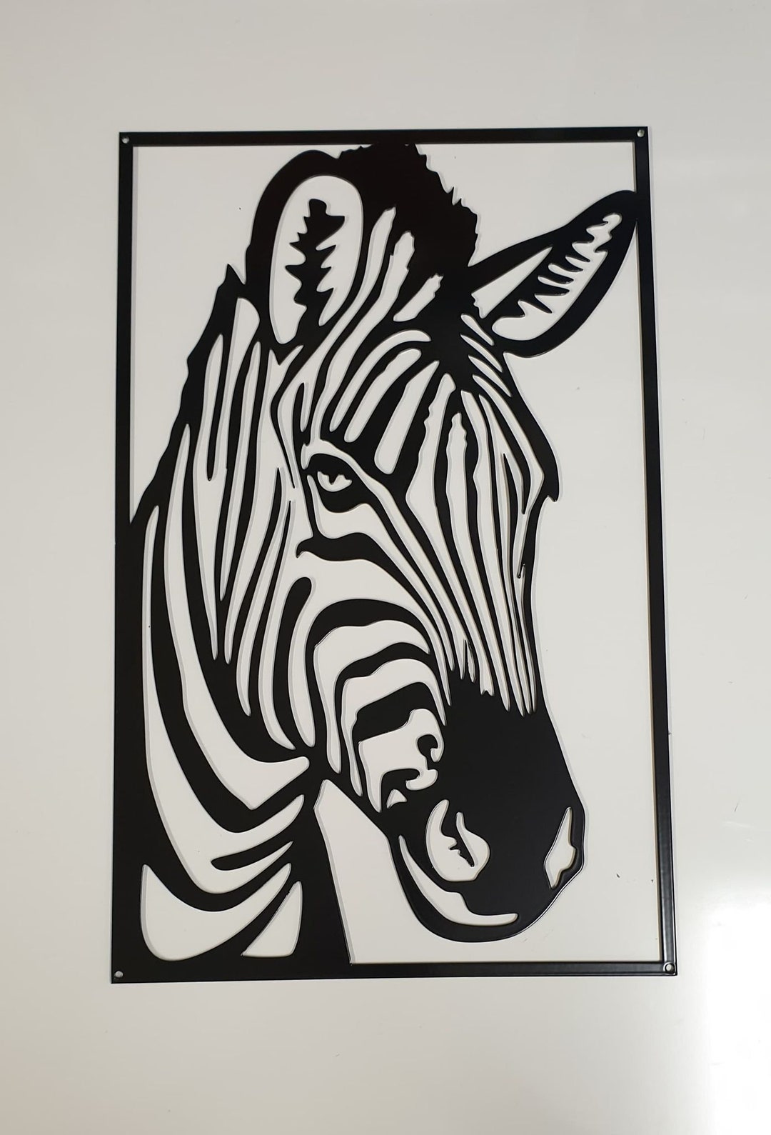 Zebra Metal Wall Art Made From 2mm Steel & Powder Coated in Black, Wild ...