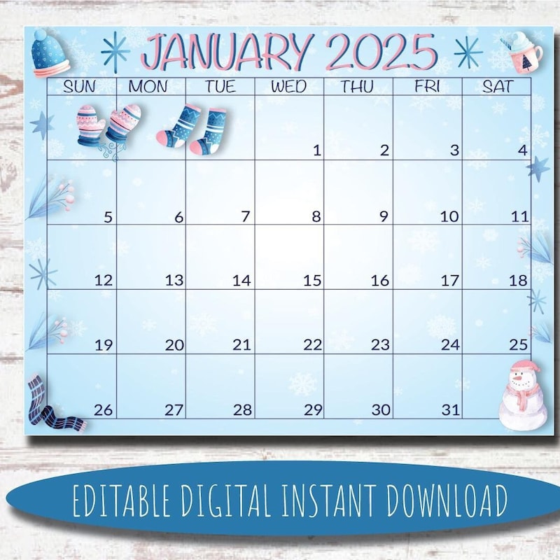 Free printable jan 2025 calendar - Etsy.de