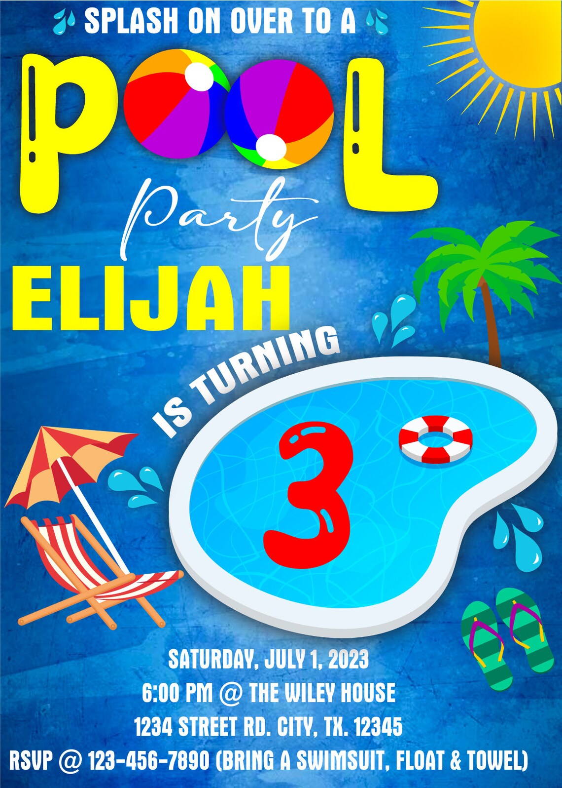 Pool Party Invite | Pool Invitation | Pool Party Invitation | Pool ...