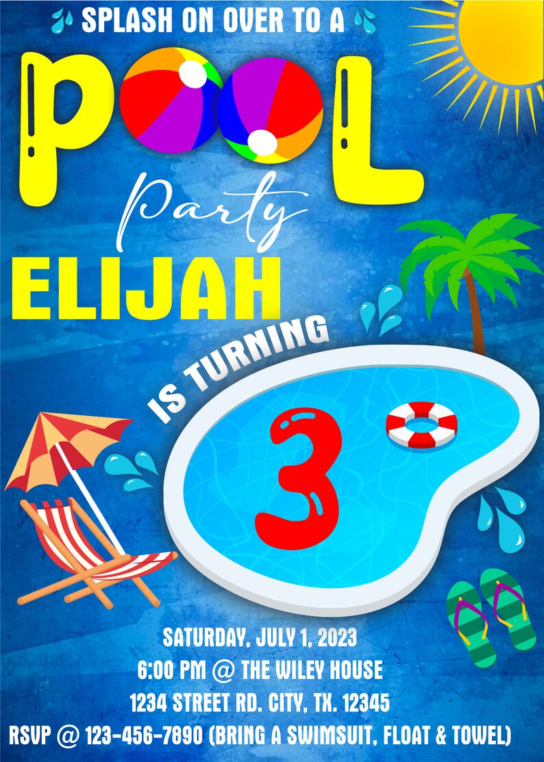 Pool Party Invite | Pool Invitation | Pool Party Invitation | Pool ...