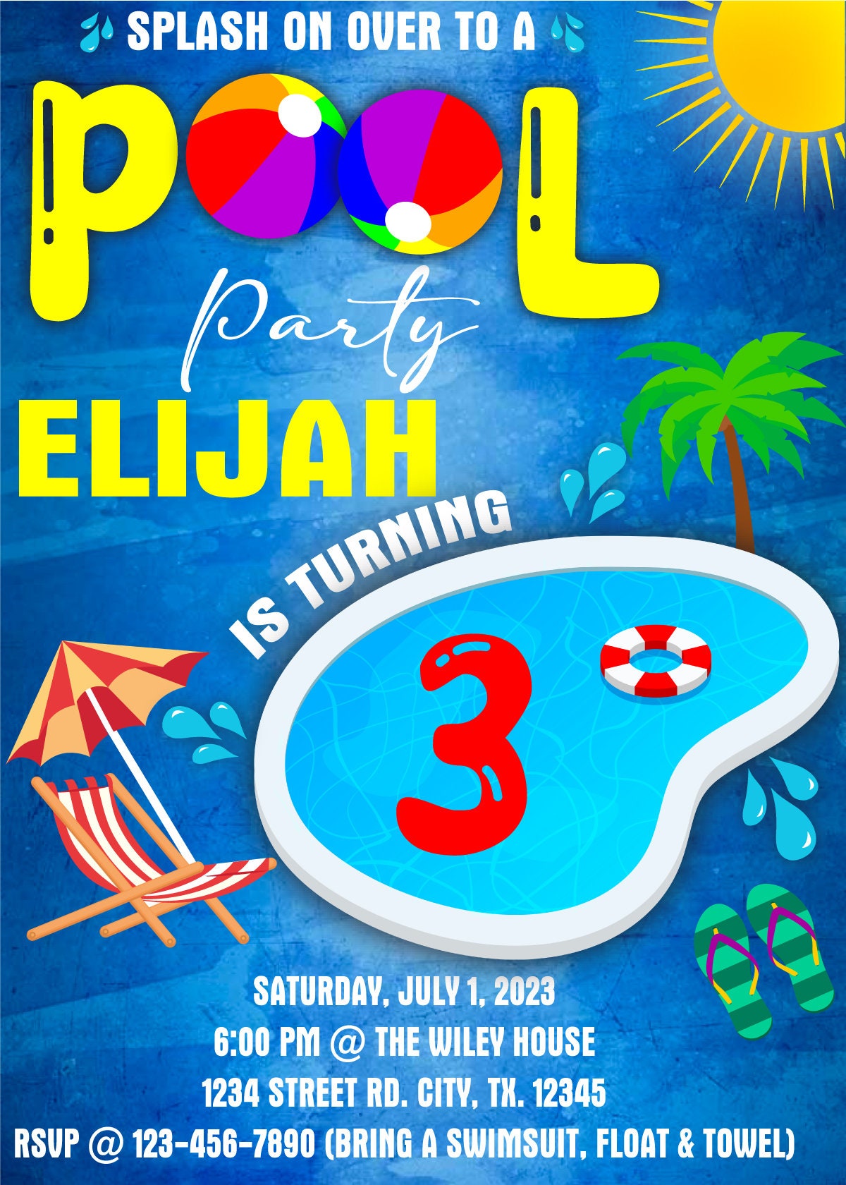 Pool Party Invite | Pool Invitation | Pool Party Invitation | Pool ...